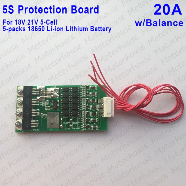 5S 20A 18V avec balance BMS carte de protection pour circuits imprimés 18650 cellule de batterie ...