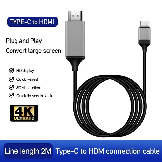 1080P LAPTOP PROJECT Adapter Cable Projection Wire 4K HD Cable Type-C ...