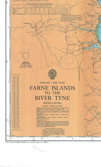 CARTE PAPIER DES Îles Farne À La Côte Est De L'Angleterre Jusqu'Au ...