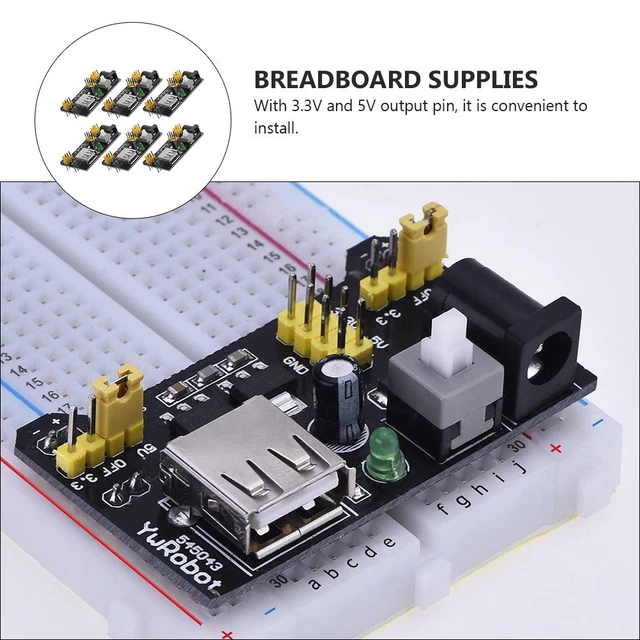 6PCS 3.3V 5V Power Supply Module for Breadboard 6.5-12V Power Supply £ ...