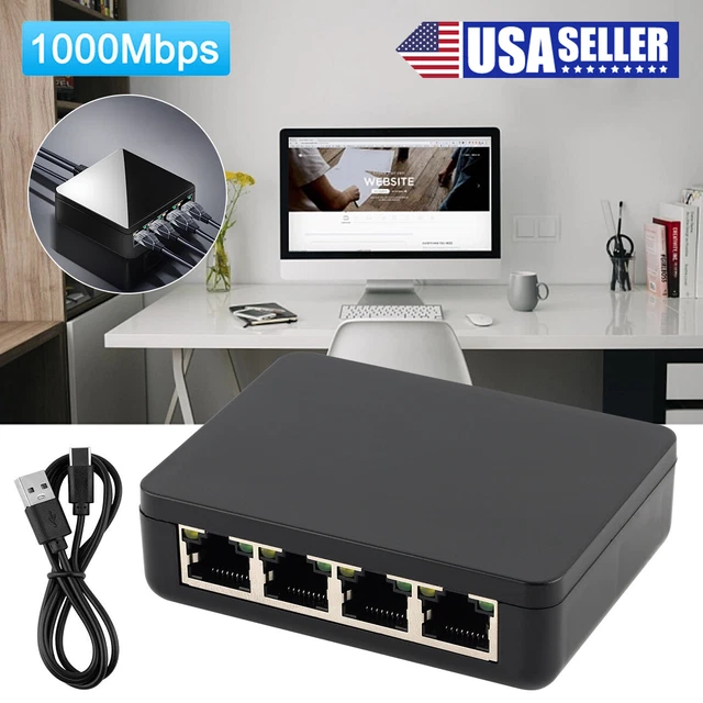 4 PORT GIGABIT Ethernet Network Switch RJ45 Ethernet Splitter 1Gbps ...