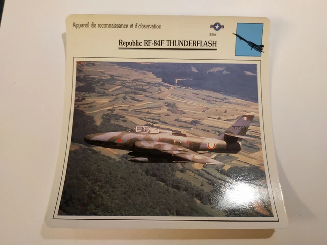 REPUBLIC RF-84F THUNDERFLASH Aviation Sheet Plane Lobbycard Airplane ...