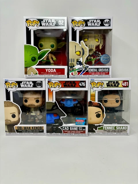 GRIEVOUS, YODA, OBI Wan, CAD Bane, Fennec Funko Pop ! Bundle [Boîte ...