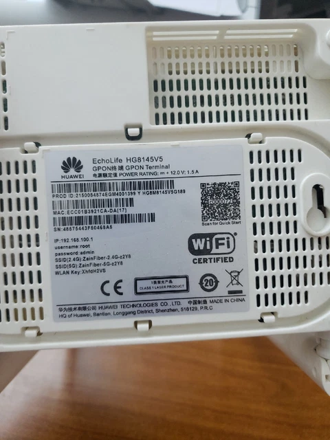 HUAWEI HG8145V5 ONT Fiber WiFi GPON RJ45 RJ11 USB HARDWARE VER 15AD.A ...