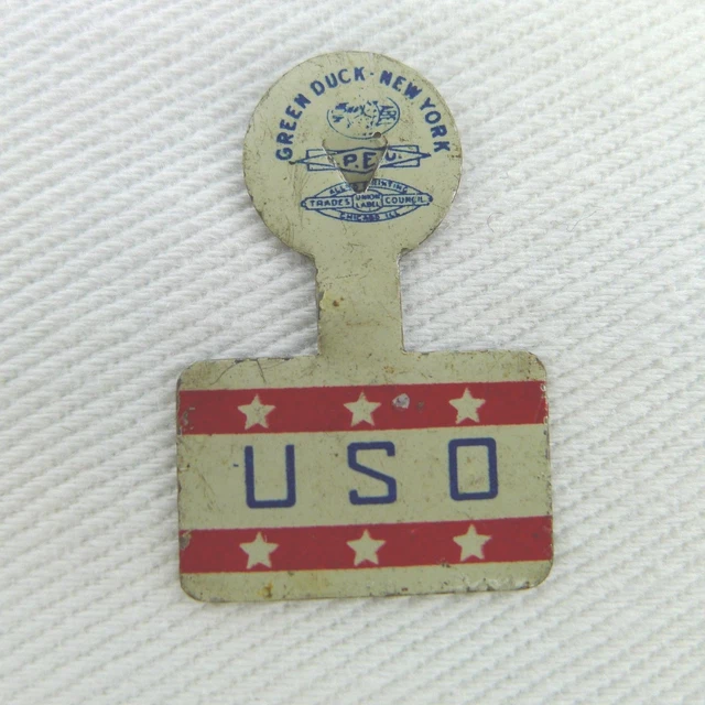 VINTAGE WWII USO Metal Tab Button Green Duck New York Used $12.00 ...