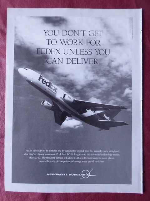10/1996 PUB MCDONNELL Douglas Fedex Federal Express Dc-10 Md-10 ...
