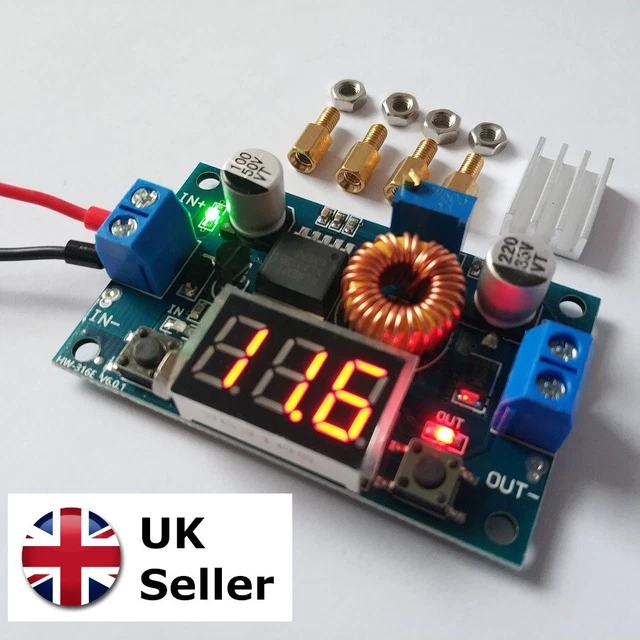 XL4015 5A 75W DC-DC Step Down Buck Converter with LED voltage display ...