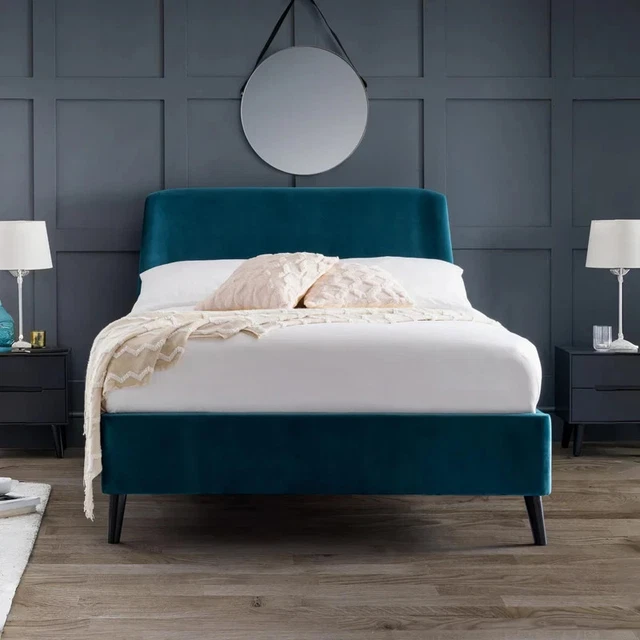 JULIAN BOWEN, DOUBLE Frida Curved Velvet Bed, Ex Display £156.70 ...