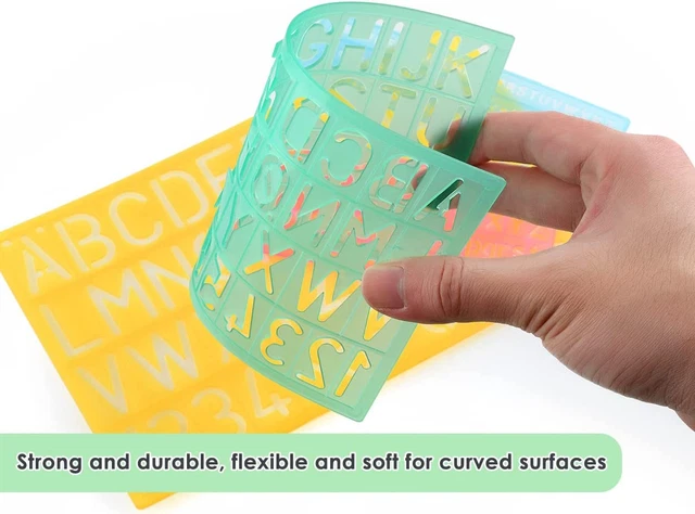 ALPHABET STENCILS SET of 4 Plastic Letter Stencil Assorted Sizes Number ...