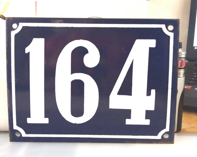 GRANDE PLAQUE ÉMAILLÉE ancienne numéro de rue 164. 20cmX15cm 300gr. EUR 28,00 - PicClick FR
