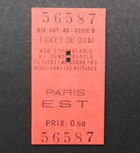 ANCIEN TICKET DE quai PARIS EST 56587 train SNCF 33 EUR 5,00 - PicClick FR
