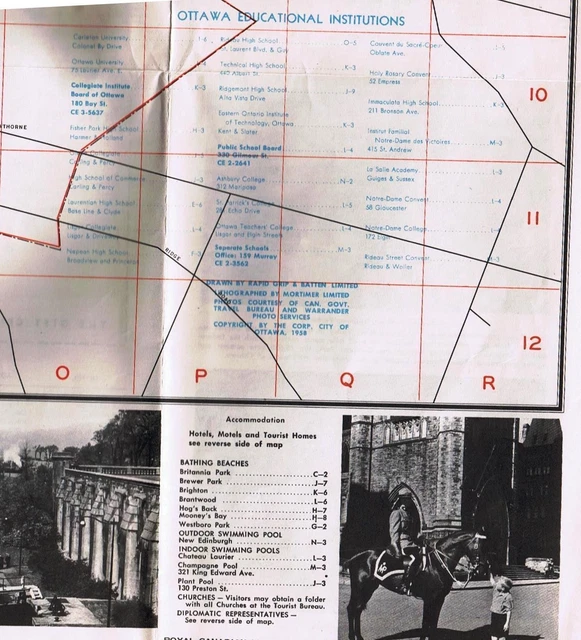 VINTAGE TRAVEL BROCHURE 1958 Ottawa Tourist Map Canada's National ...