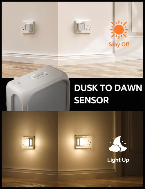 PLUG-IN NIGHT LIGHT with Dusk to Dawn Sensor, 3000K Warm White LED £15. ...