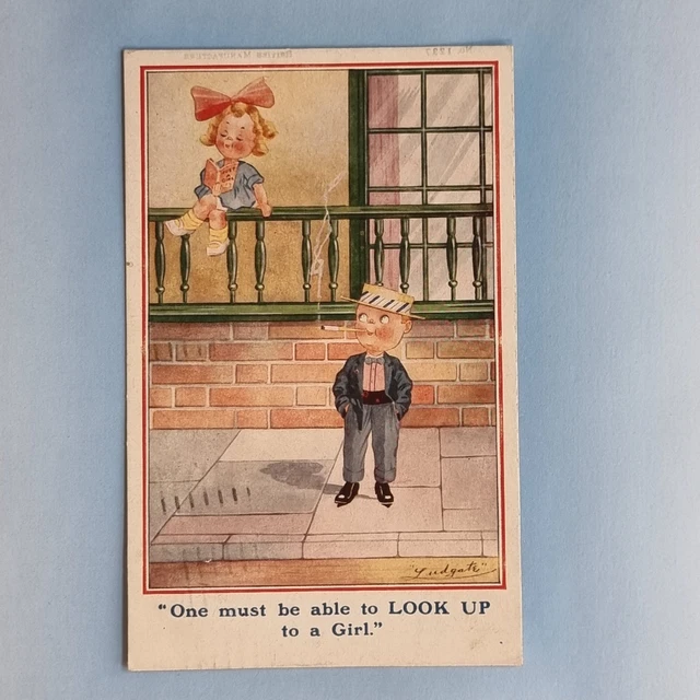 LUDGATE COMIC POSTCARD 1923 Cigarette Holder Look Up To A Girl ...