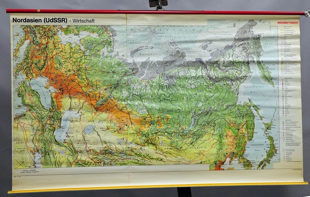 VINTAGE GEOGRAPHICAL WALL Chart Poster Map North Asia (USSR) Economy £ ...