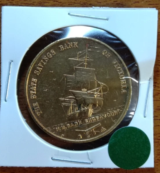 1770-1970 JAMES COOK Bicentenary State Savings Bank of Victoria Coin ...