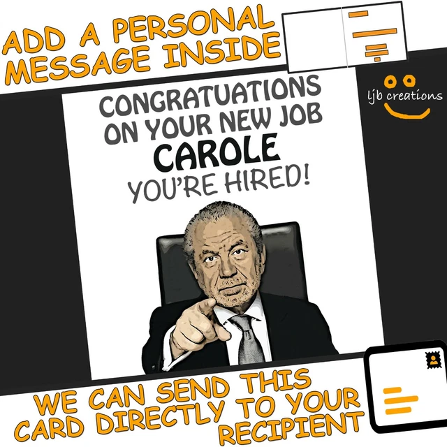 PERSONALISED NEW JOB Card Congratulations You're Hired ADD NAME ...