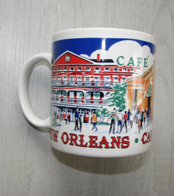 COFFEE CUP MUG Cafe Du Monde New Orleans Beignets 1996 rare design $31. ...