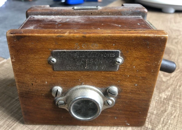 ANCIEN BOÎTIER TÉLÉPHONIQUE Ericsson bois Vintage Téléphone Colombes ...