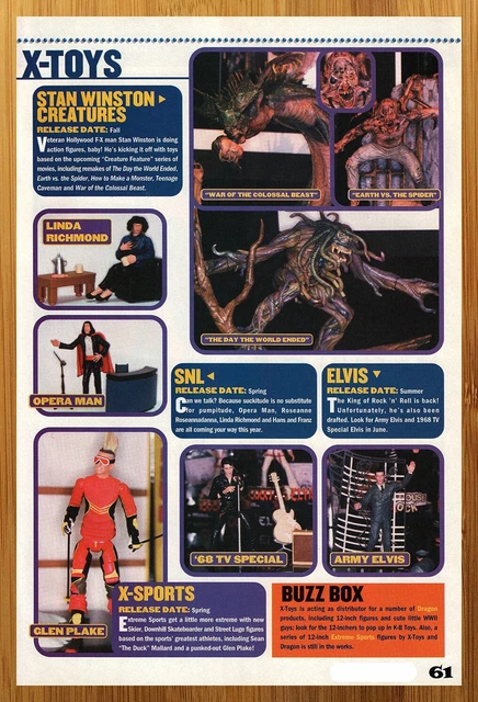 2001 X-TOYS STAN Winston Creatures/SNL/Elvis Figures Print Ad/Poster ...
