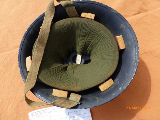 BRITISH ARMY MK4 MKIV TURTLE STEEL HELMET with ISSUE CHIT to MAJOR ...
