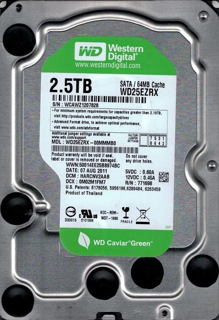 WESTERN DIGITAL WD25EZRX-00MMMB0 2.5TB Dcm : HARCNV2AAB EUR 251,33 ...