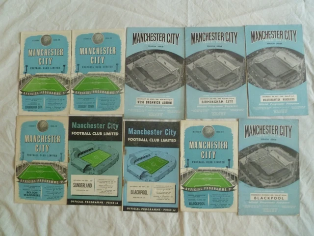 MANCHESTER CITY 1950ER Jahre Fußballprogramm Job Lot selten ref0030 EUR ...