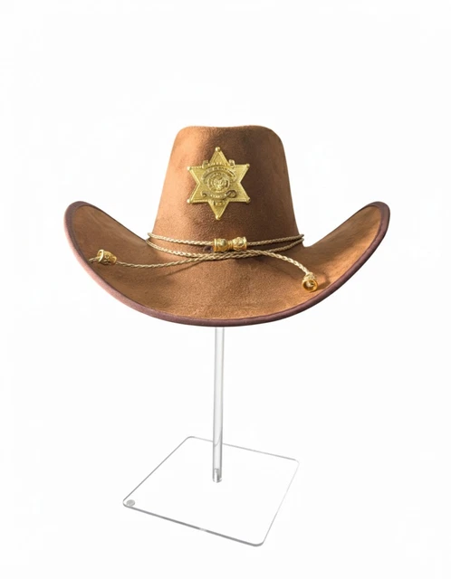 BROWN SUEDE EFFECT cowboy hat fancy dress sheriff Indiana western Texas ...