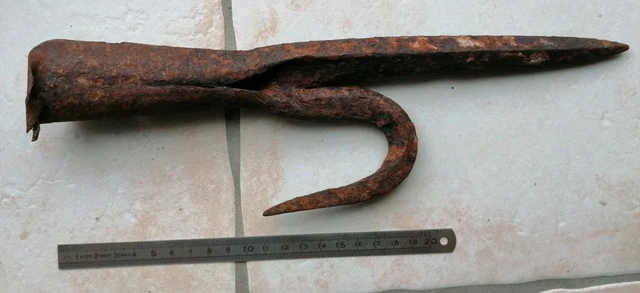 E5- OLD TOOL outil ancien gaffe perche de batelier fer forgé EUR 24,00 ...