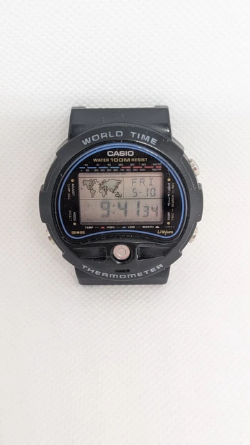 CASIO TS-150 DIGITALUHR Quartz Uhr Weltzeit Thermometer 1980 Vintage ...