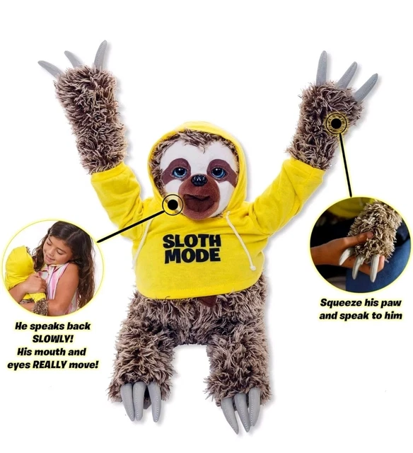 SNAX THE TALKING Sloth Plush in Yellow Hoodie Kids Soft Toy by John ...