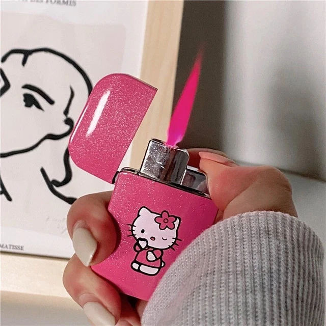 HELLO KITTY PINK Lighter Pink Flame Sanrio Jet Windproof Gift Cartoon ...