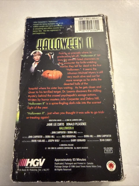 HALLOWEEN 2 VHS Horror VHS SLASHER JOHN CARPENTER DONALD PLEASENCE £18. ...