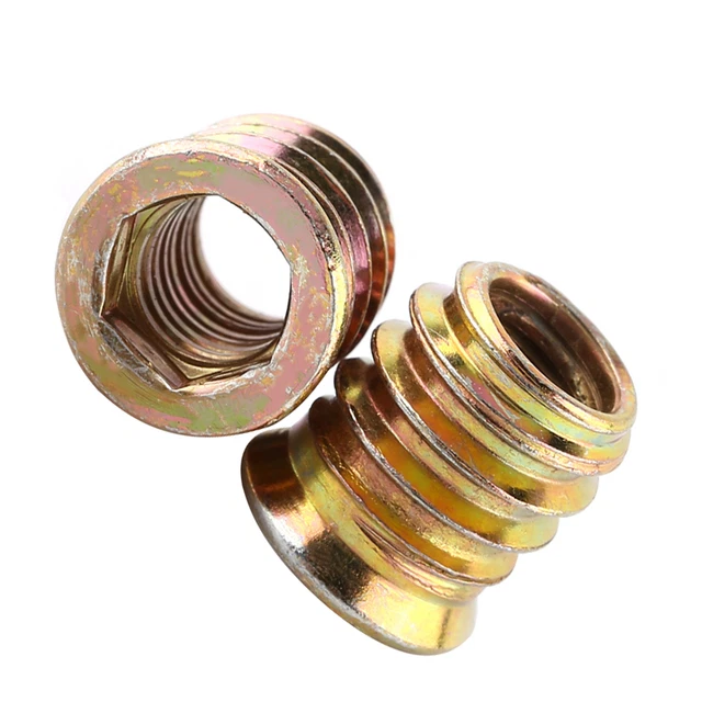 M8*15MM WOOD THREADED Insert Nuts Zinc-Plated Carbon Steel Furniture ...