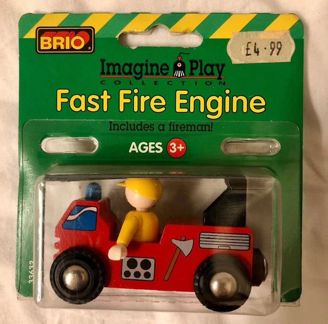 BRIO WOODEN FAST Fire Engine for train set New Vintage Unopened Sweden ...