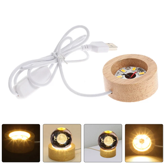 USB POWERED WOODEN Led Light Base For Crystal Ball Warm Light Night ...