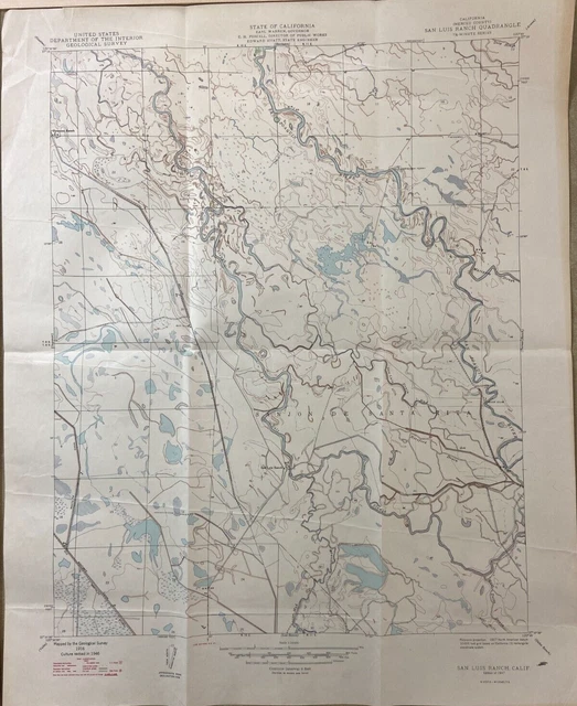 VINTAGE SAN LUIS Ranch California Merced County Topographic Map 1916 ...