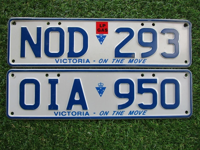 VICTORIA AUSTRALIA MINI Run Of 6 Slimline Number Plates N-S $20.00 ...