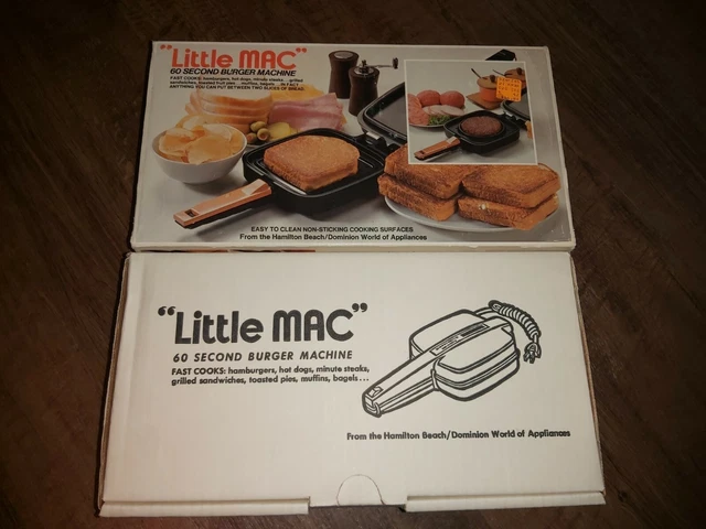 VINTAGE HAMILTON BEACH Little Mac 60 Second Burger Machine Grilled ...