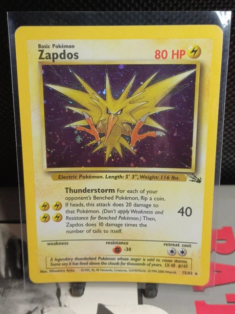 POKÉMON KARTEN FOSSIL seltener kosmischer Holo Zapdos 15/62 Wotc Gewitterdeck 2000 EUR 11,65 ...