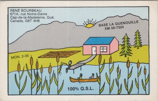 VINTAGE CB RADIO QSL postcard Rene Bourbeau 1970s Cap de la Madeleine ...