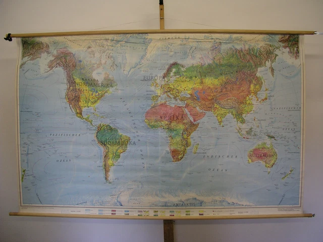 SCHOOL WALL MAP beautiful old world map world wall card map 195x121 cm ...