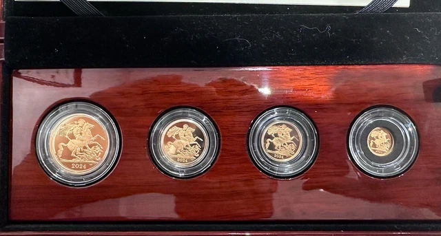 2024 GOLD Proof Four Coin Sovereign Set King Charles 30g 22ct Full Half ...