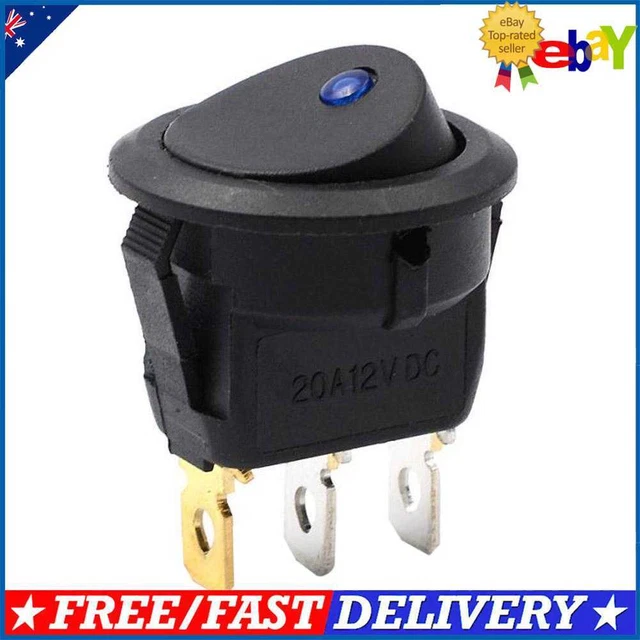 3 MODELS LED DIY Round Light Rocker Switch Power Button Switches (Blue ...