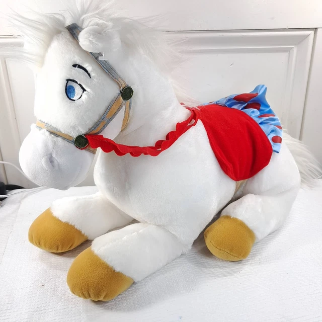 DISNEY STORE SNOW White Pony Plush Horse Laying Down 18" Stuffed Animal ...