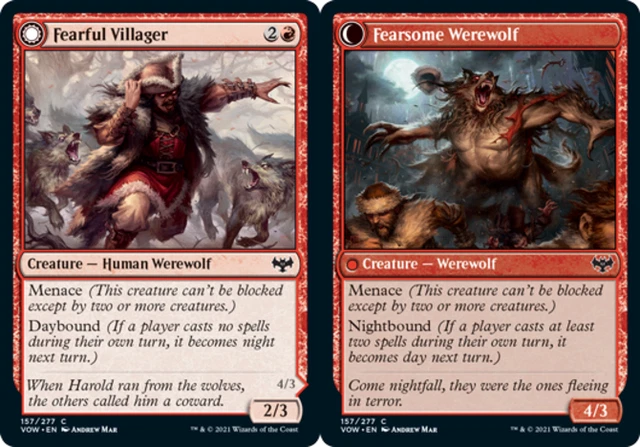 4X FEARFUL VILLAGER // Fearsome Werewolf MTG Innistrad: Crimson Vow NM ...