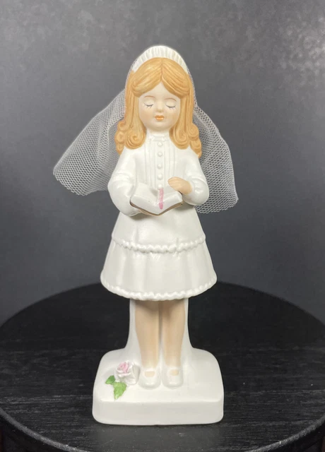 FIRST HOLY COMMUNION Porcelain Figurine Confirmation Praying Girl 1981 ...