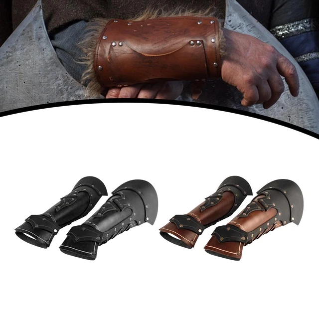 MEDIEVAL ARM GUARDS Arm Wraps Theme Party Synthetic Leather Wrist ...