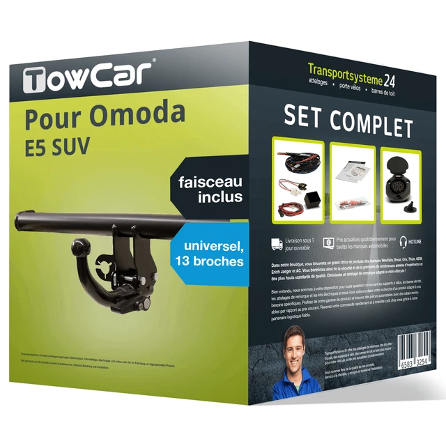ATTELAGE POUR OMODA E5 SUV 03.24- Amovible TowCar + Faisceau uni 13 ...