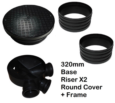 320MM MANHOLE INSPECTION Chamber Manhole - Base, 2 Risers, Round Cover ...